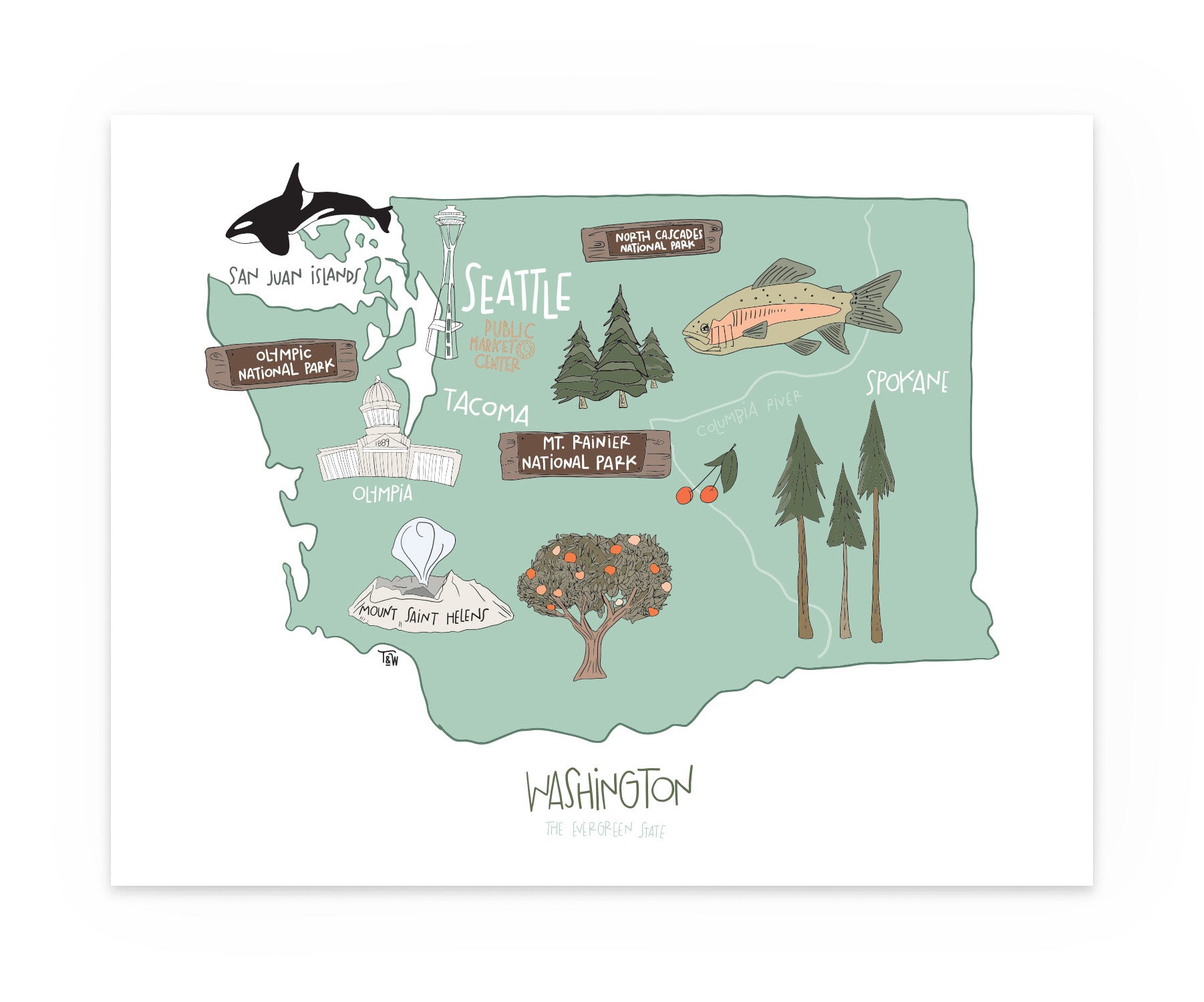 Washington State Print | Tuxberry & Whit